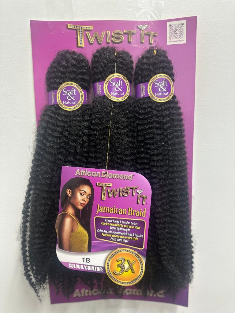 African Diamond - 3X Pré-stretched twist it jamaican braid, #1B ...