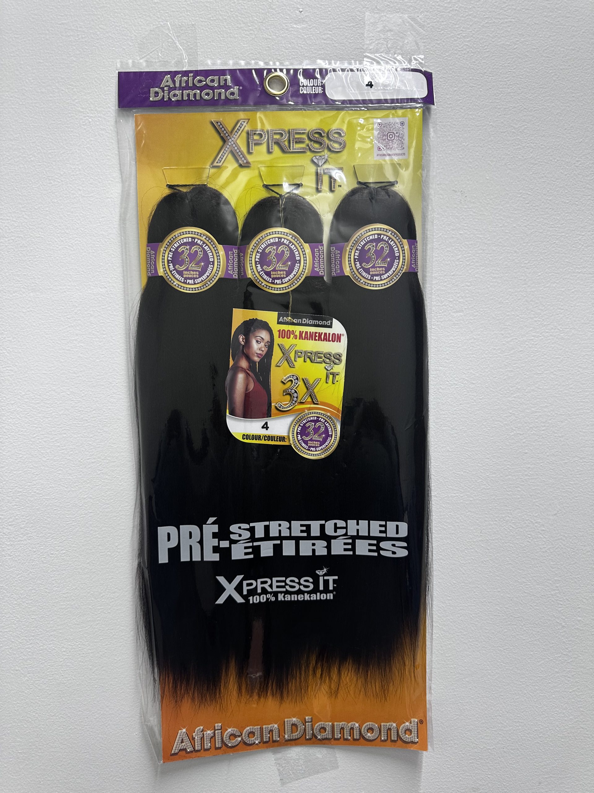 African Diamond - 3X xpress it 100% Kanekalon 32 in, #4 | Polytronic
