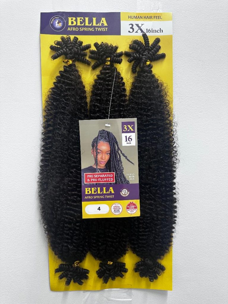 Bella - 3X Afro Spring Twist Human Hair Look 16 inches, Color 4 ...