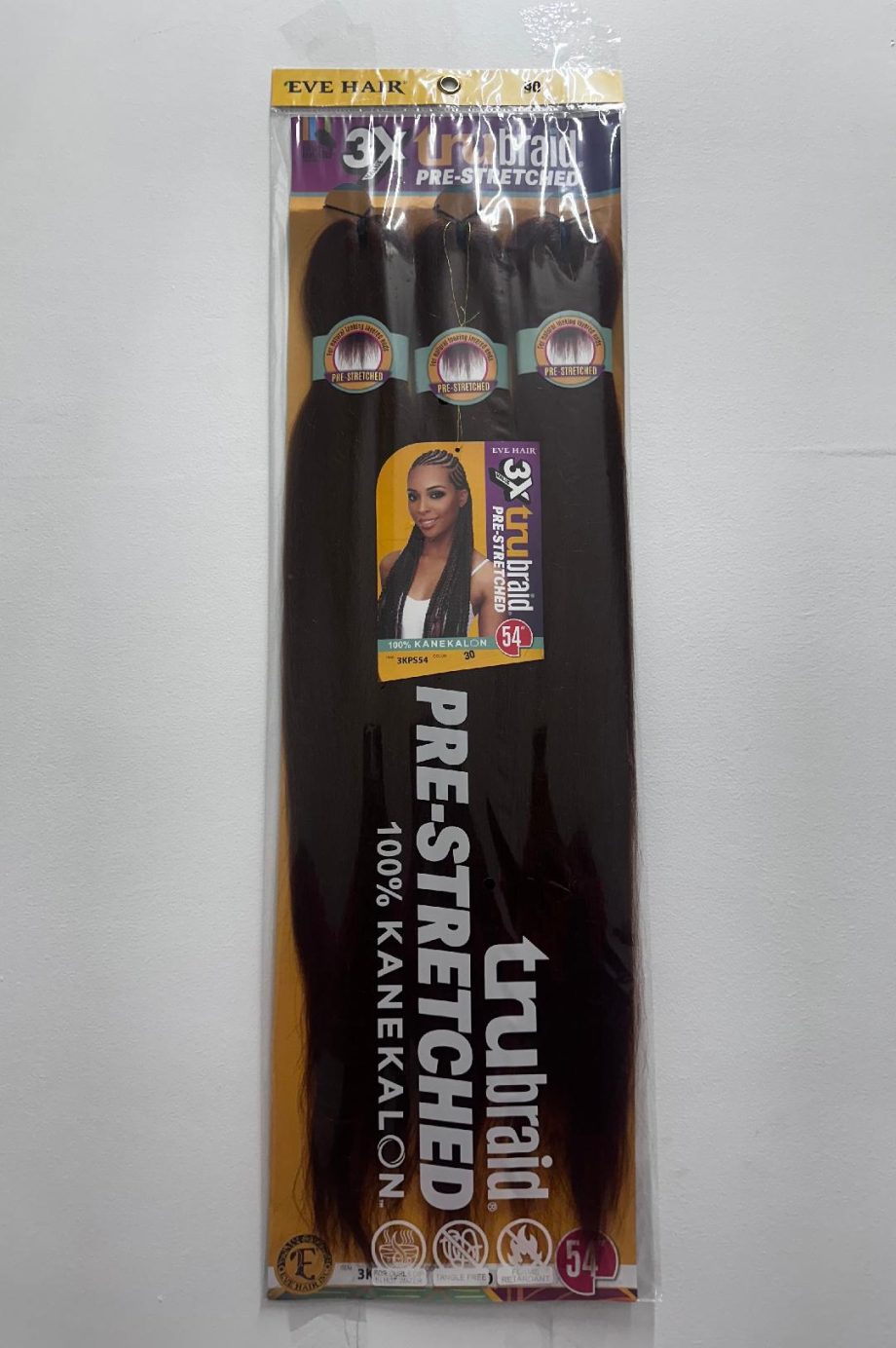 Eve Hair - 3X Tru Braid Pre-stretched 54 in, #30 | Polytronic