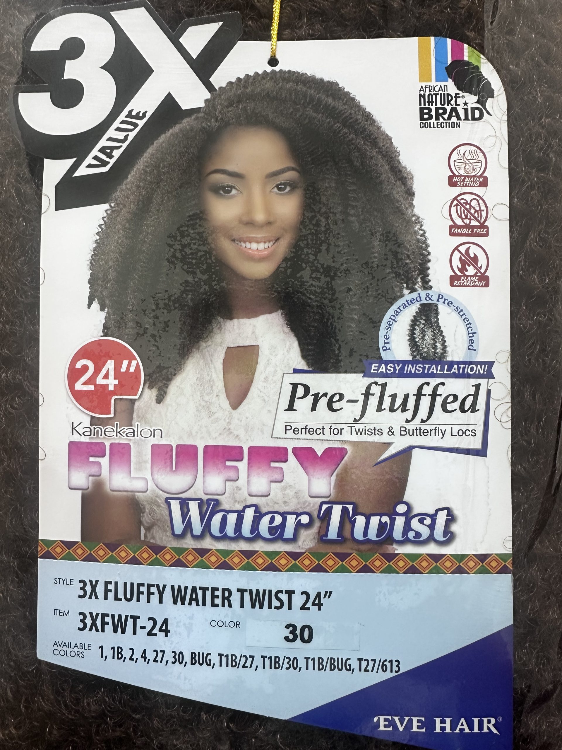 Eve Hair - 3X kanekalon fluffy water twist 24 in, couleur 30 | Polytronic