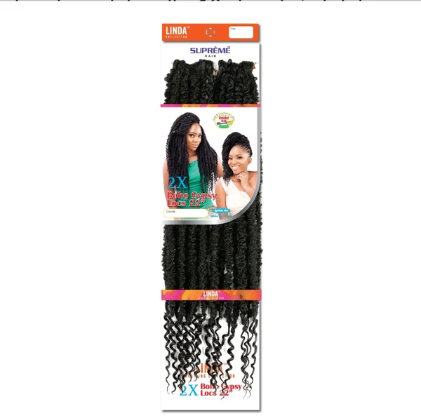 Suprême Hair - 2X Boho Gypsy Locs 22 in, #1B | Polytronic